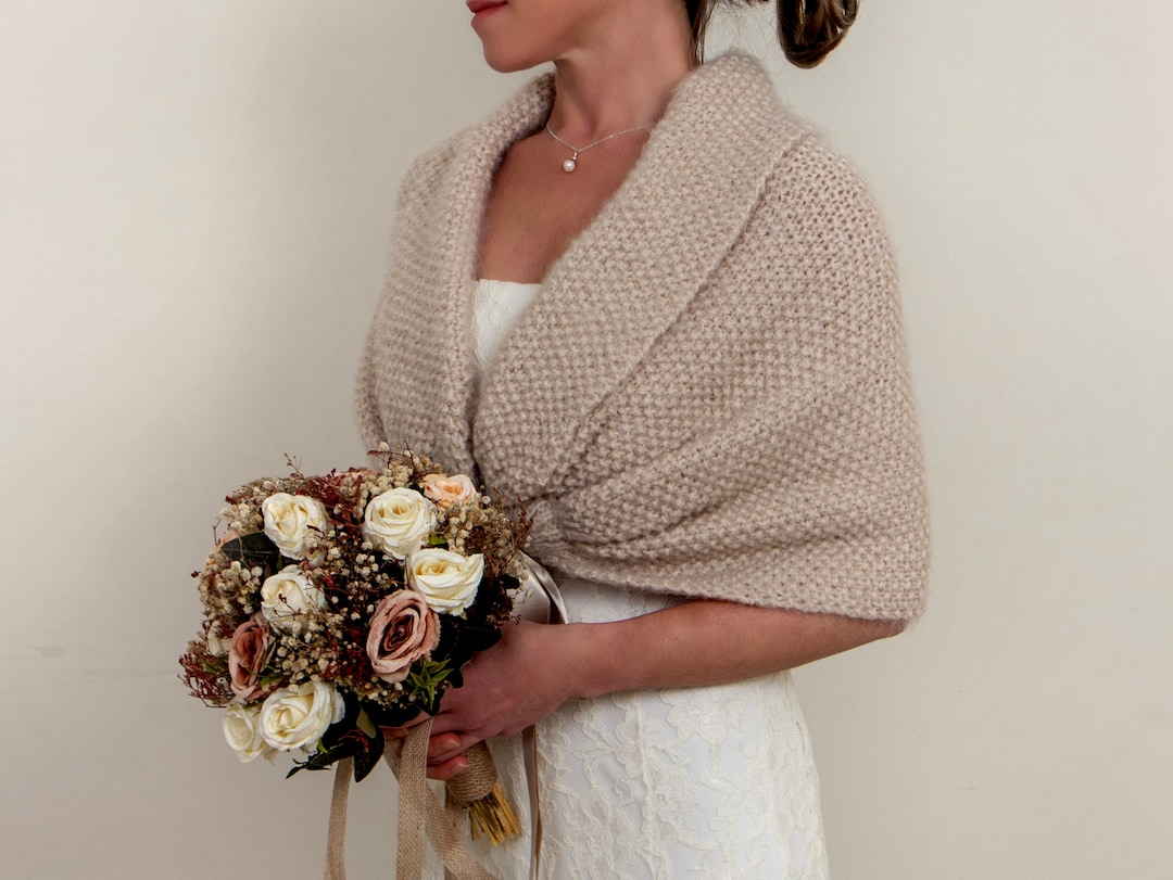 Winter Wedding Shawl Bridal Wrap Mohair Cover Up Beige - Etsy