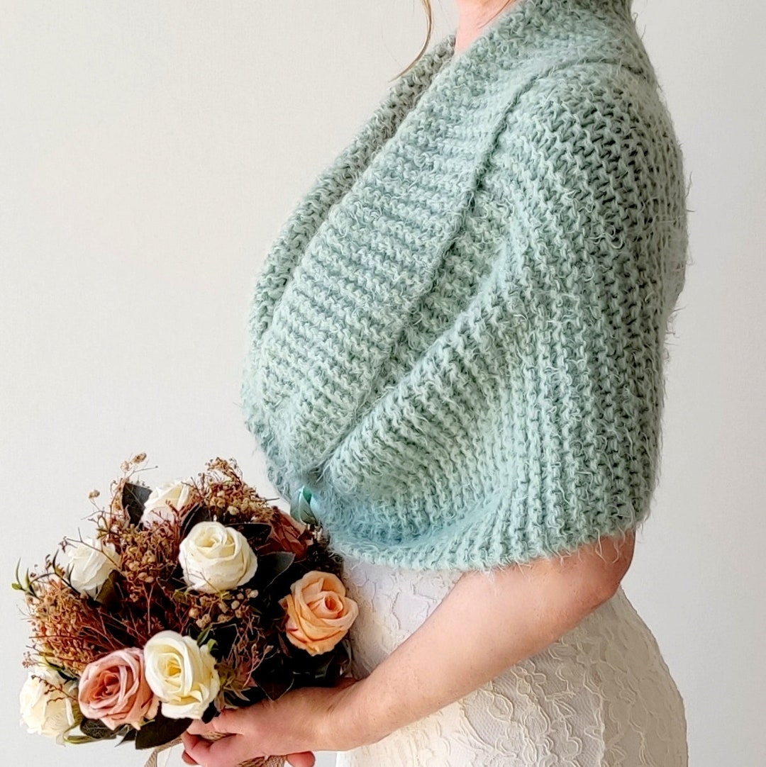Sage Green Wedding Shawl Knit Fuzzy Wrap Mint Bridal Cover - Etsy