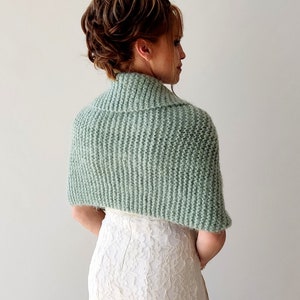 Sage Green Wedding Shawl, Knit Fuzzy Wrap, Mint Bridal Cover Up, Wool ...