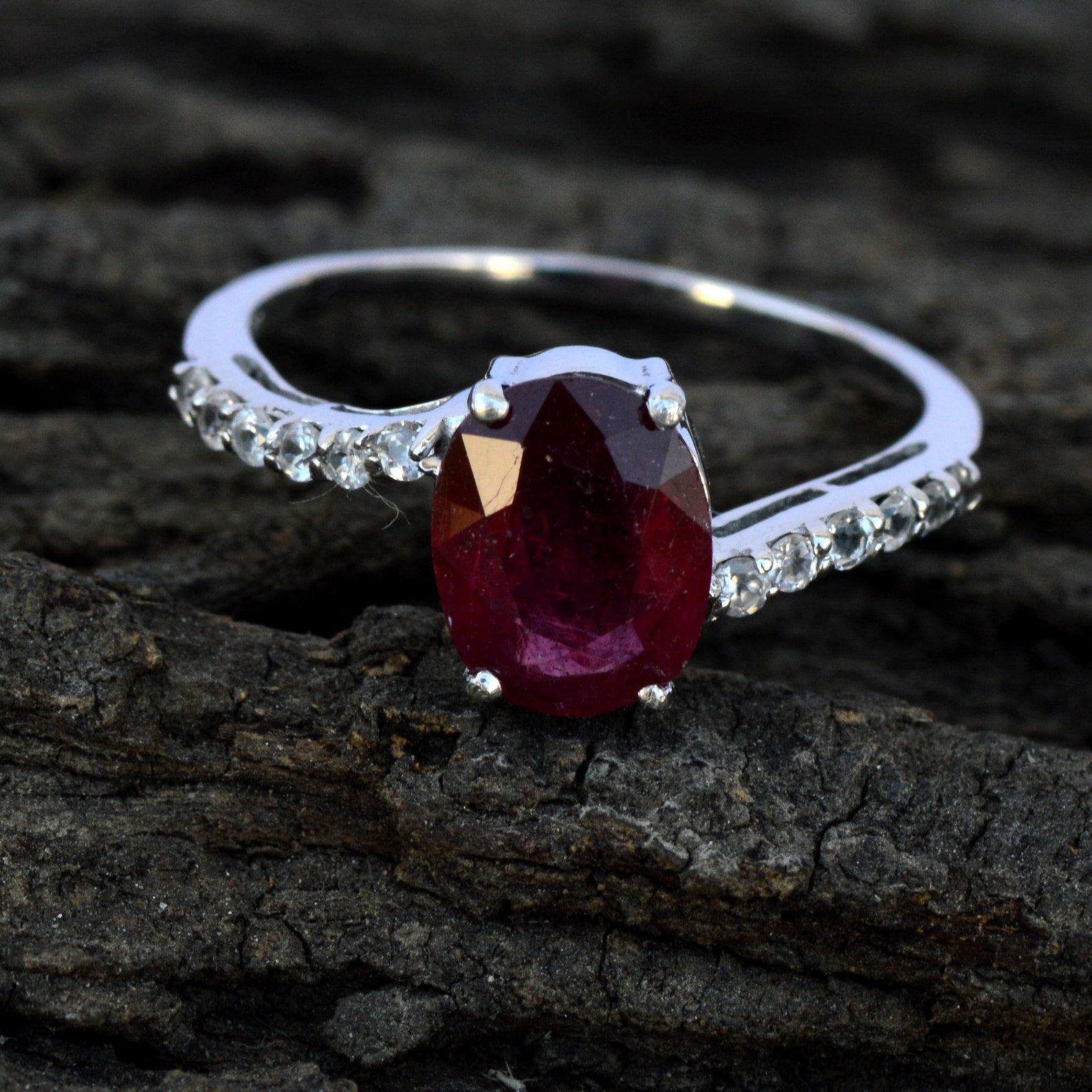 Natural Ruby Ring Glass Filled Ruby Ring Solid 925 Silver | Etsy