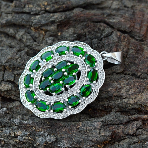 Chrome Diopside Pendant Natural Chrome Diopside Sterling - Etsy