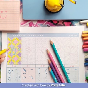 Japanese Hiragana Zen COLORING Chart + Hiragana Write & Practice Sheet ...