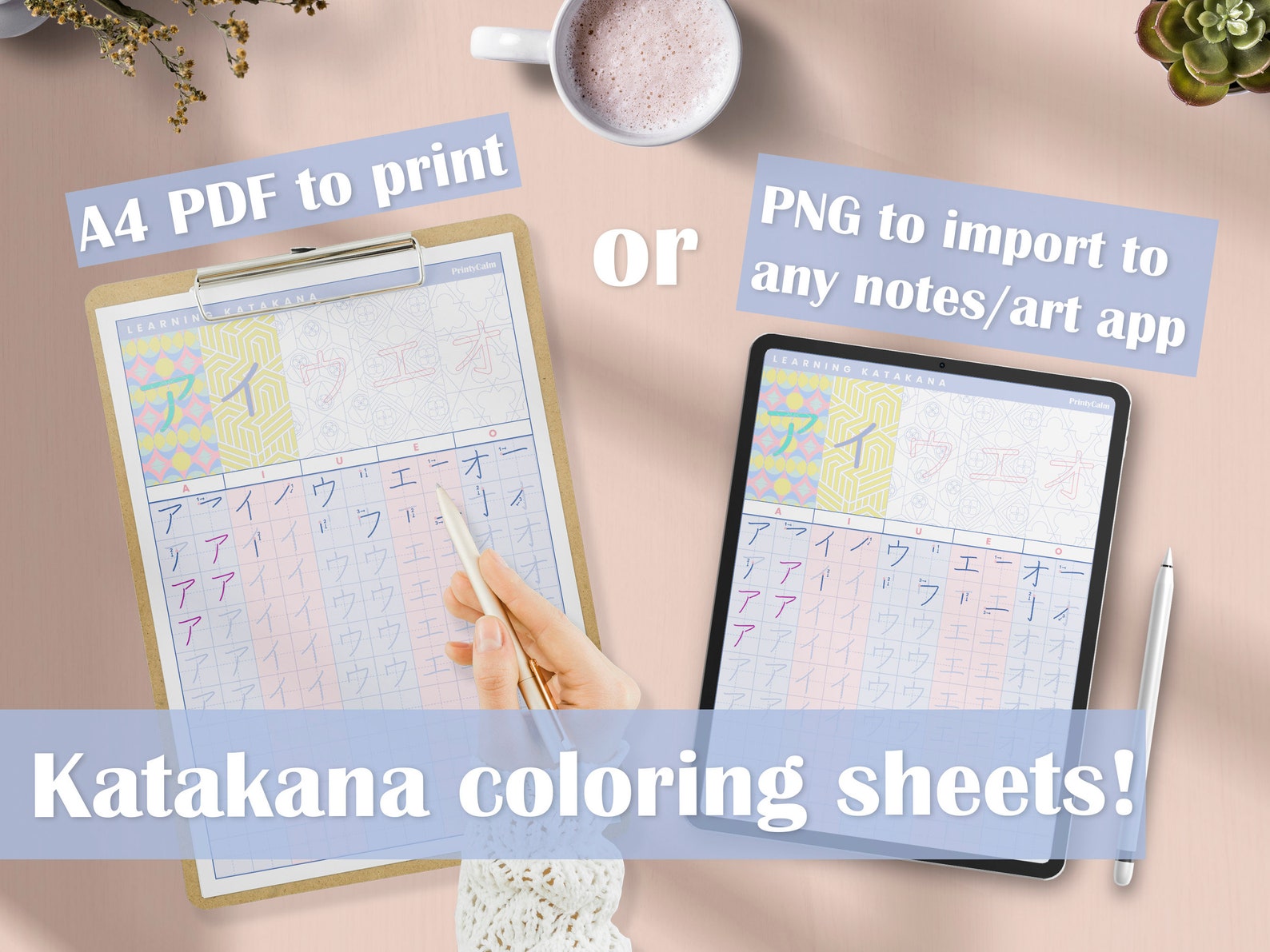 Katakana COLORING Chart Writing & Practicing 12 Pages - Etsy