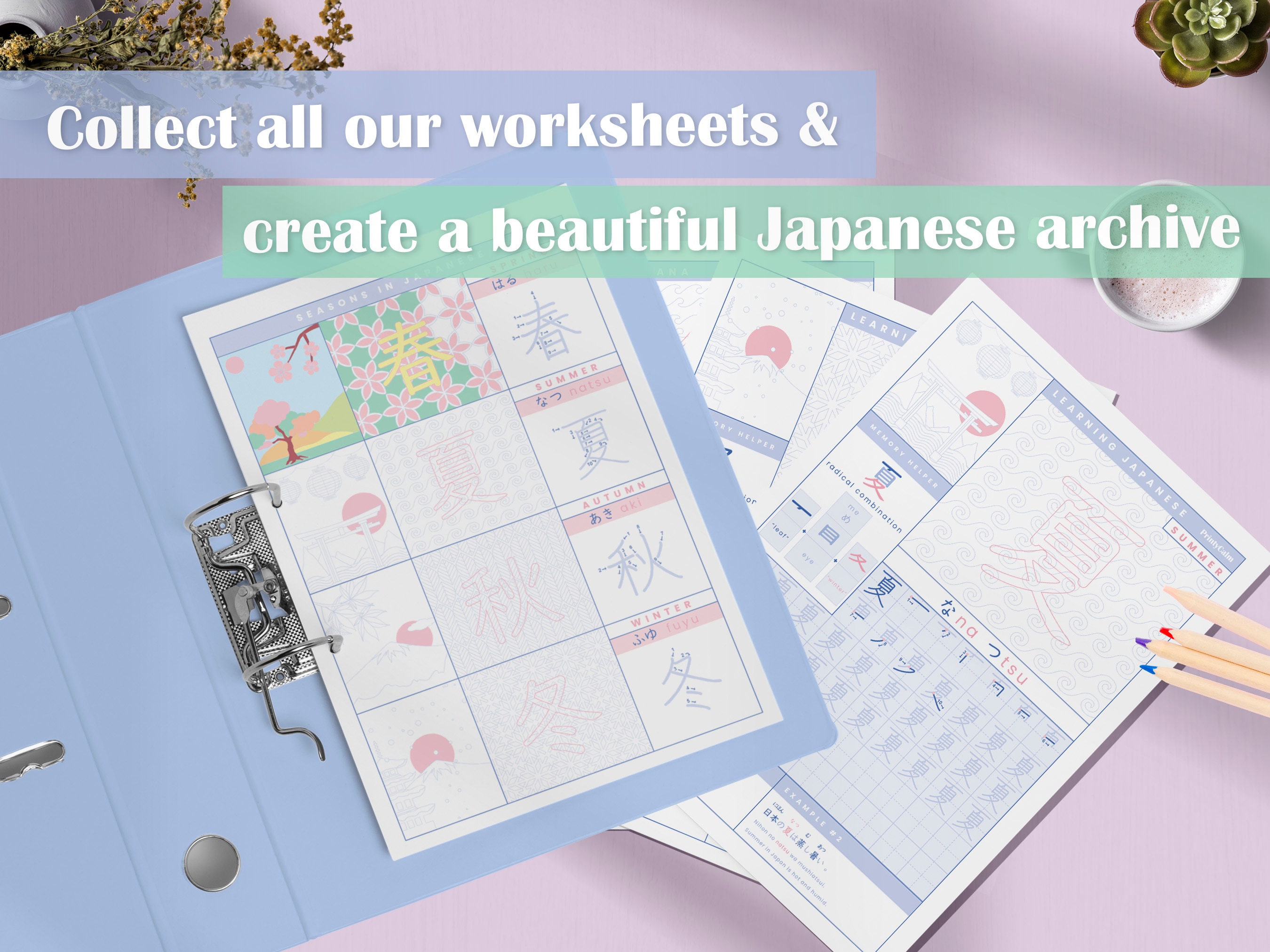 Writing Kanjis Seasons in Japanese Japanese Coloring & Practicing ...
