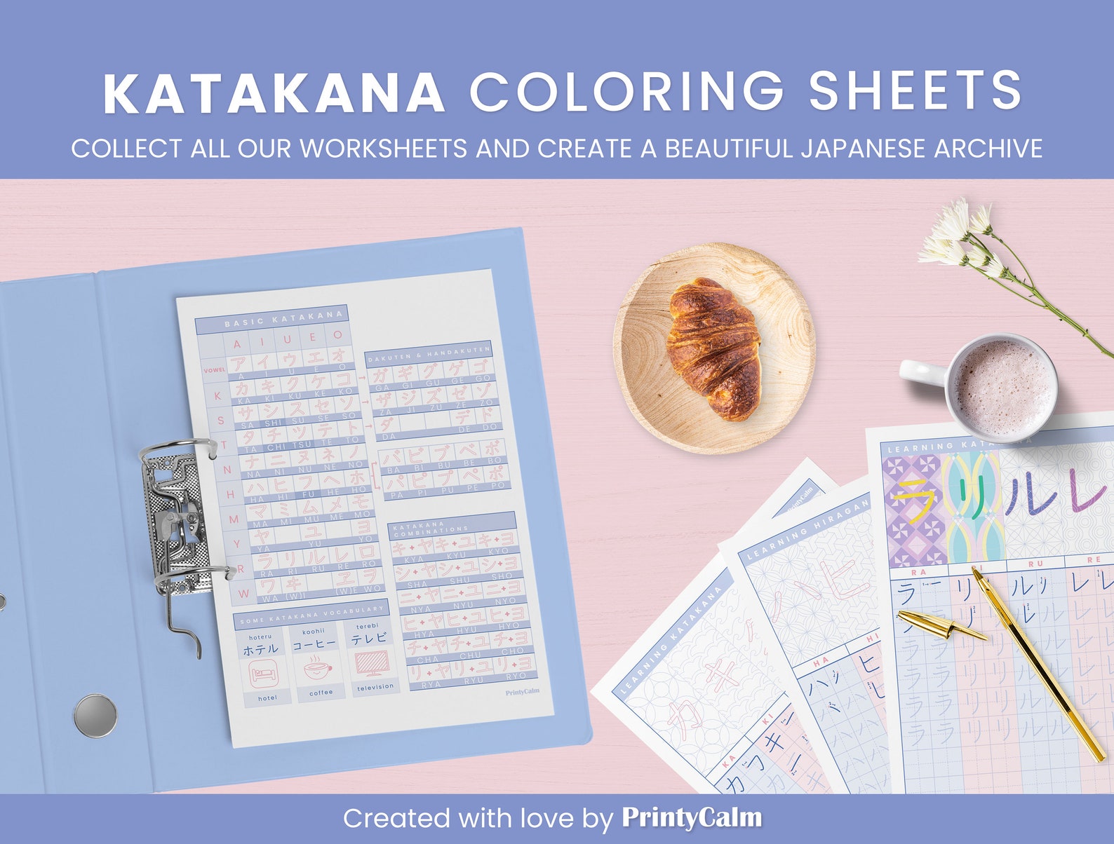 Katakana COLORING Chart Writing & Practicing 12 Pages Bundle Printable ...