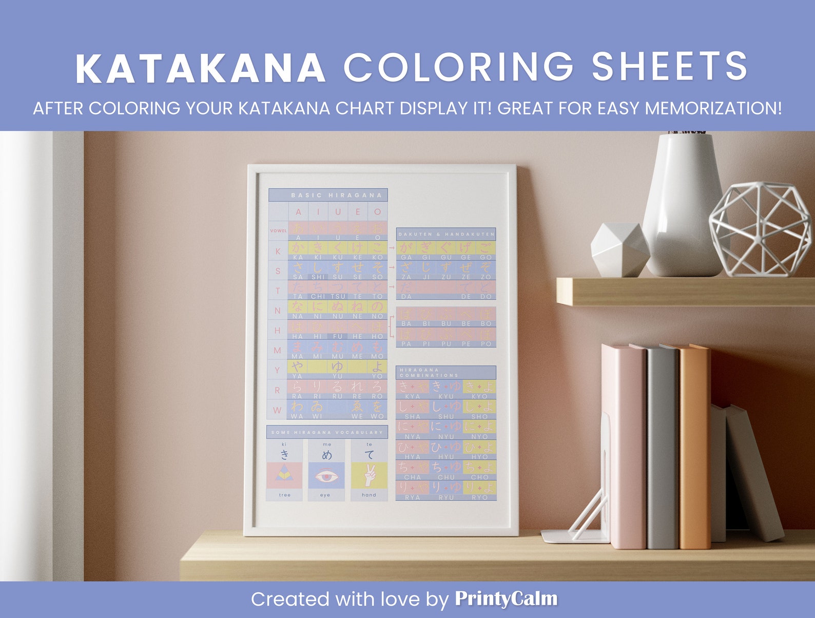Katakana COLORING Chart Writing & Practicing 12 Pages Bundle Printable ...