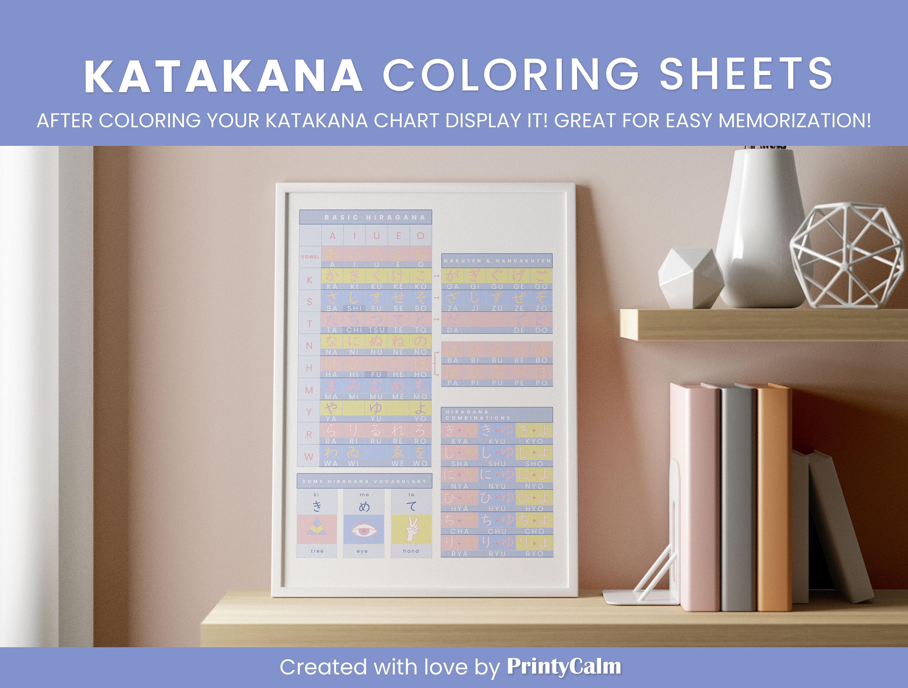 Katakana COLORING Chart Writing & Practicing 12 Pages Bundle Printable ...