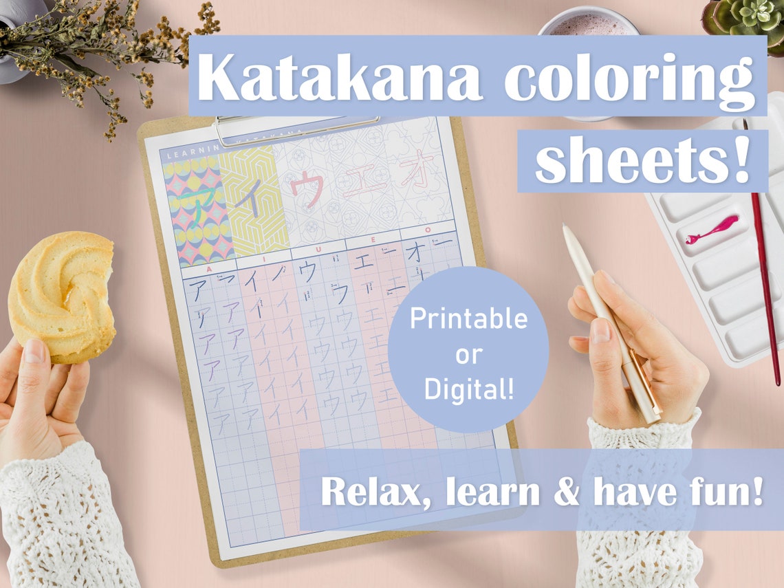 Katakana COLORING Chart Writing & Practicing 12 Pages - Etsy