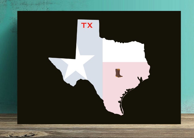 Texas State Map Flag Print Printable Texas Texas State Flag - Etsy