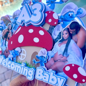 Smurf Baby Shower Caketopper/ Birthday Caketopper/ Smurfs Cake Topper ...