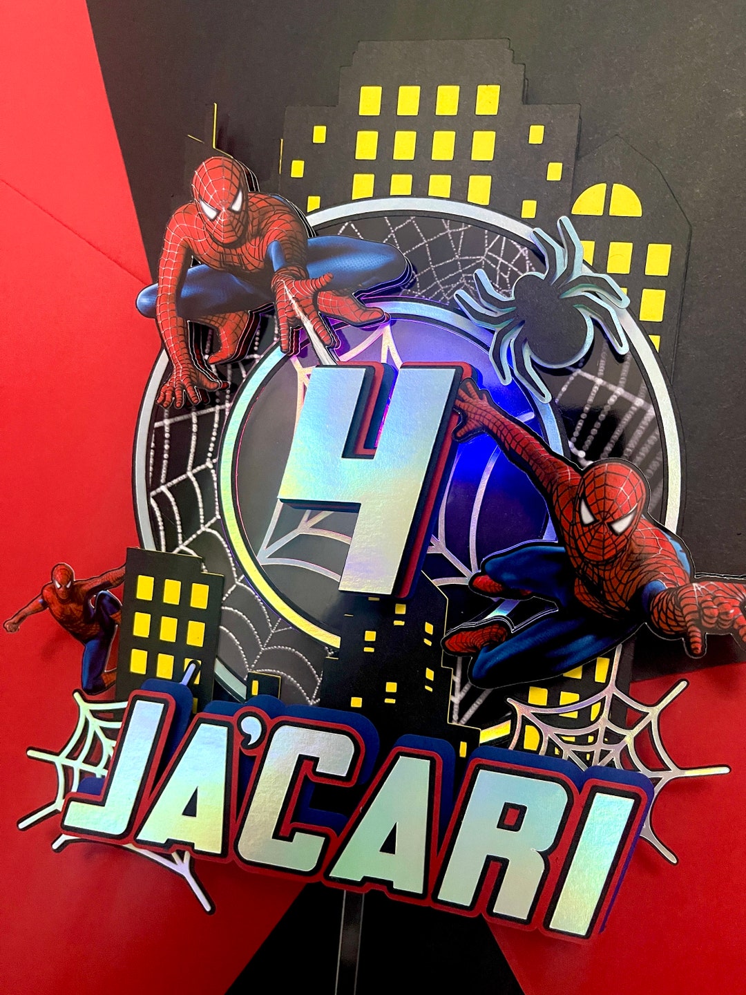 Spider-man 5th Birthday Caketopper / Spider-man Light up Caketopper / 1st Birthday Caketopper - Etsy