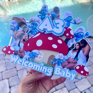 Smurf Baby Shower Caketopper/ Birthday Caketopper/ Smurfs Cake Topper ...