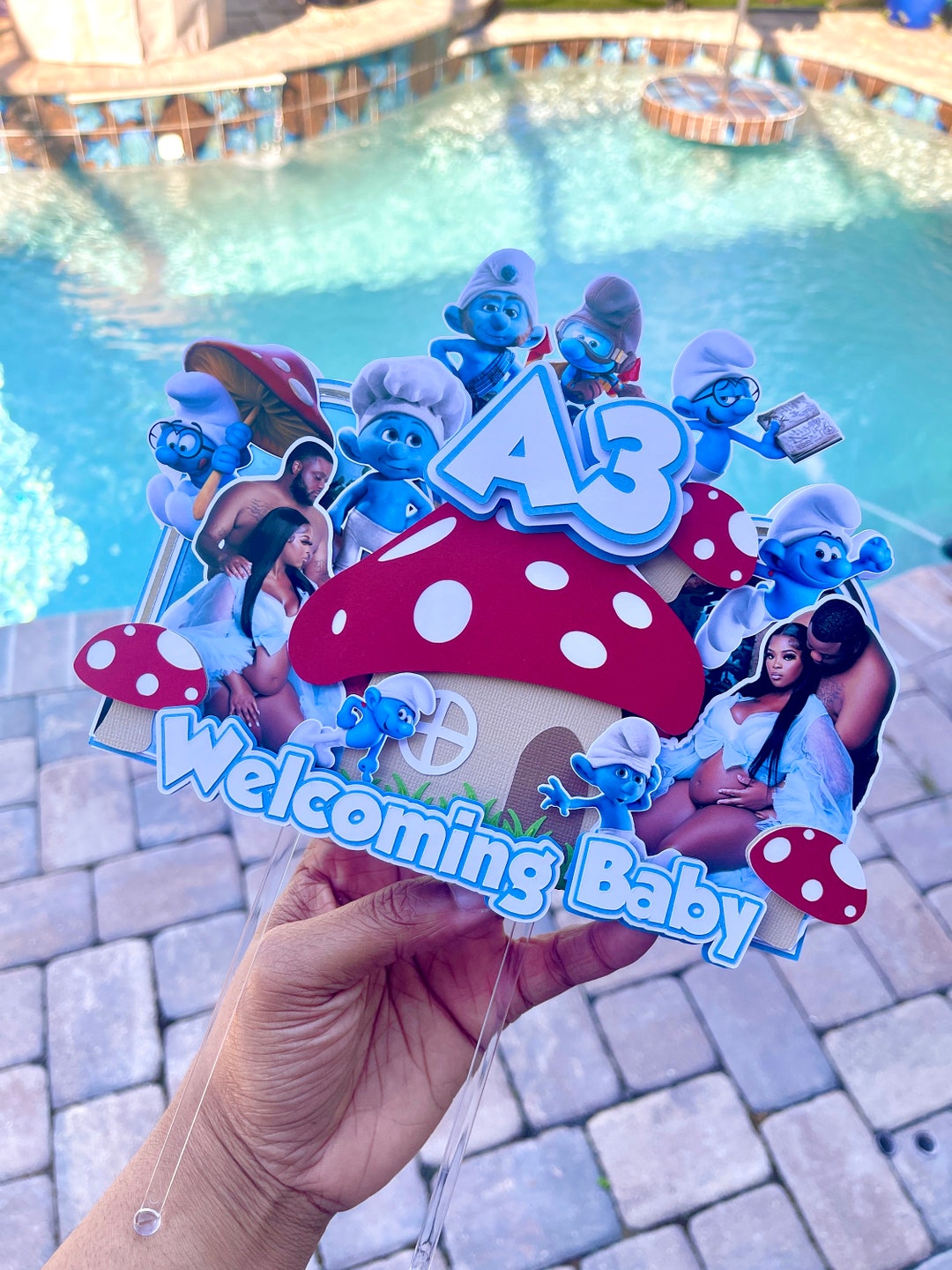 Smurf Baby Shower Caketopper/ Birthday Caketopper/ Smurfs Cake Topper ...