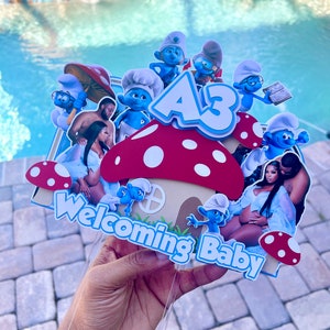 Smurf Baby Shower Caketopper/ Birthday Caketopper/ Smurfs Cake Topper ...