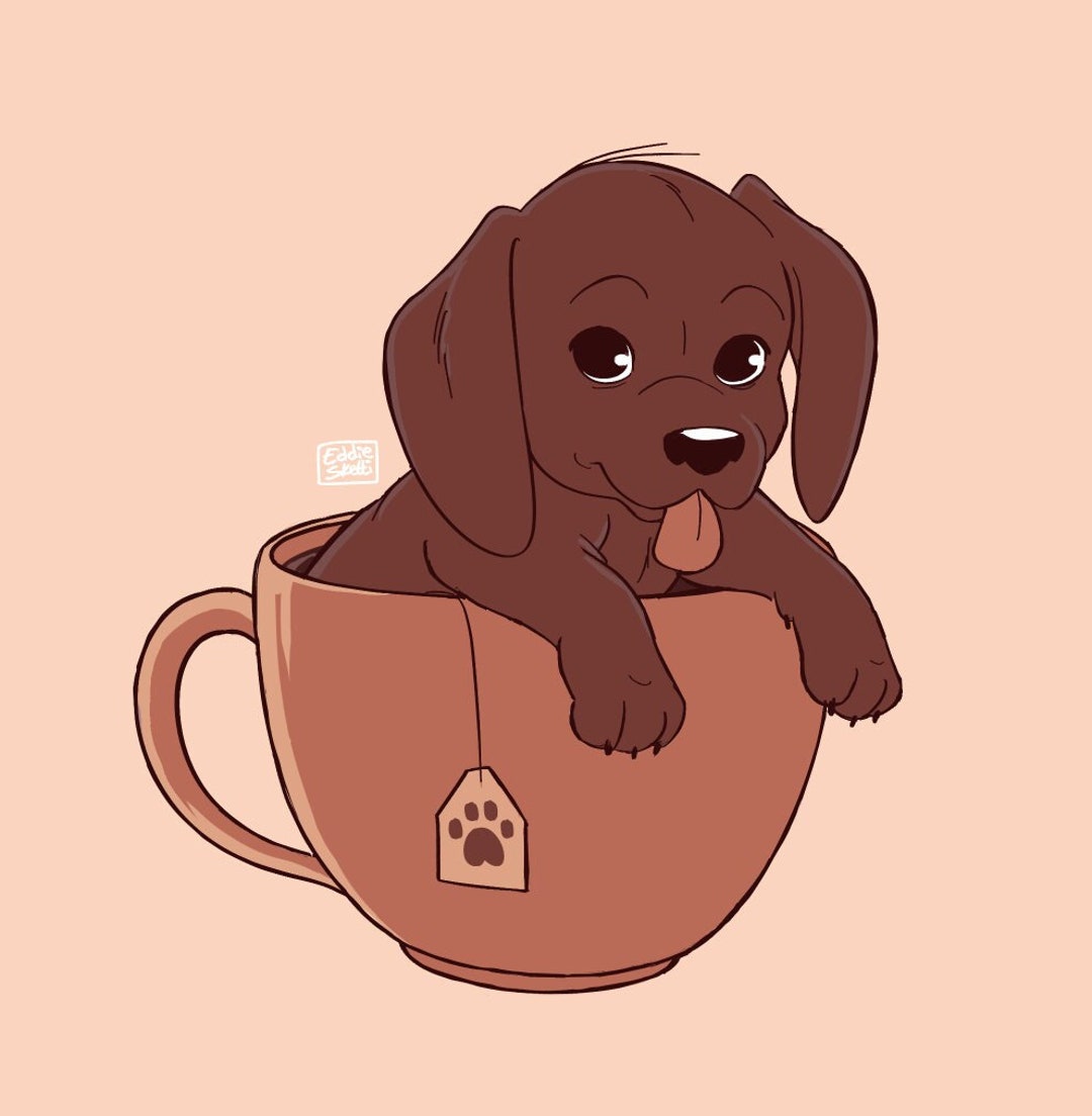 Tea Pup Print - Etsy