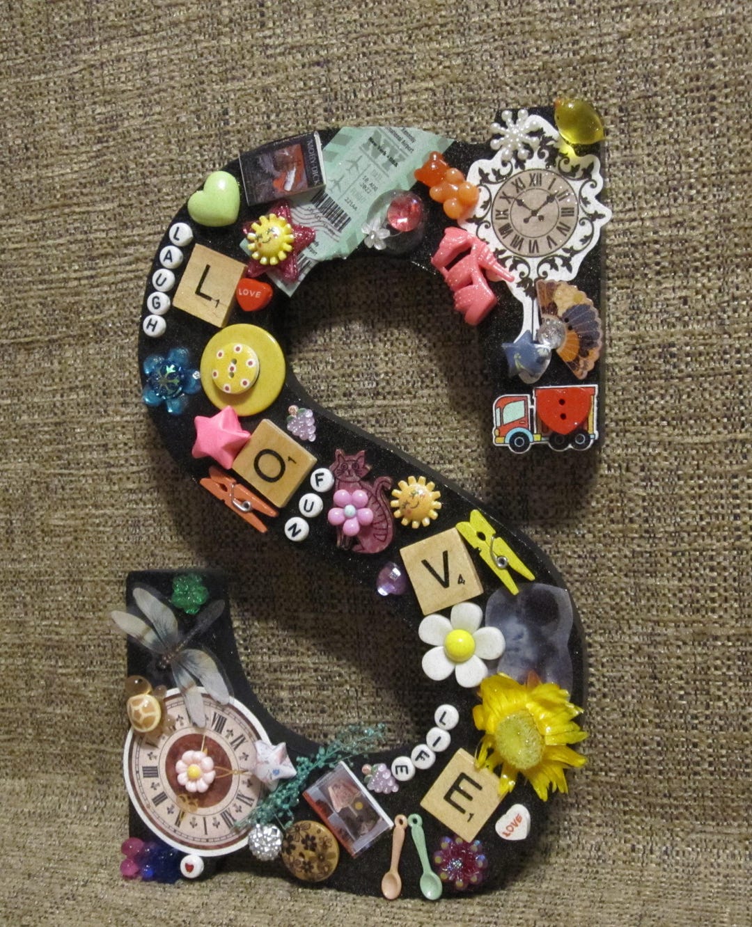 Home Deco Wall Art Initial "s" Hand Painted Black Wood Letter S and ...