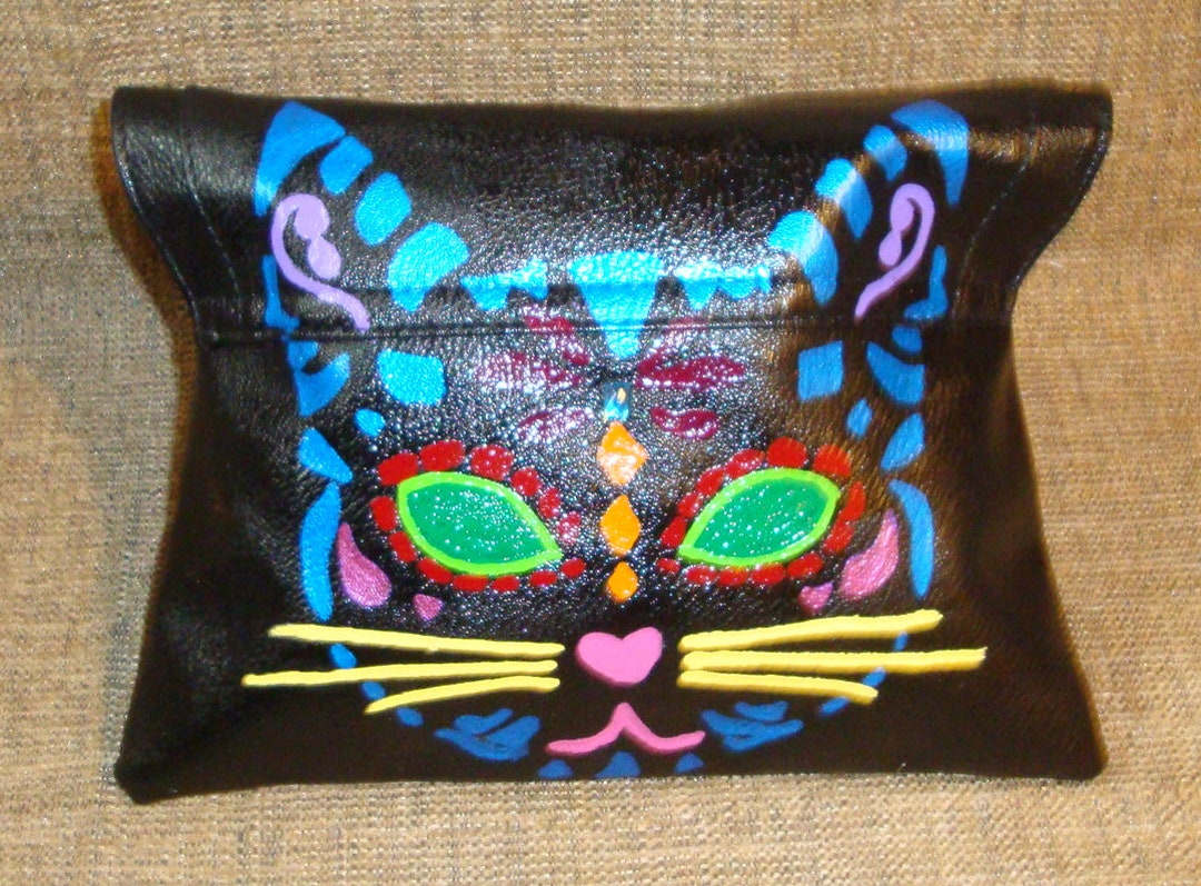 Hand Painted Cat Face Purse - Etsy