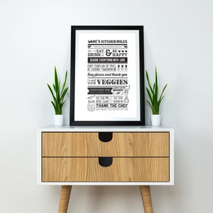 Personalized Kitchen Rules Print- Home Decor Print, Housewarming Gift ...