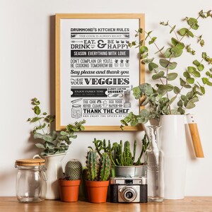 Personalized Kitchen Rules Print- Home Decor Print, Housewarming Gift ...