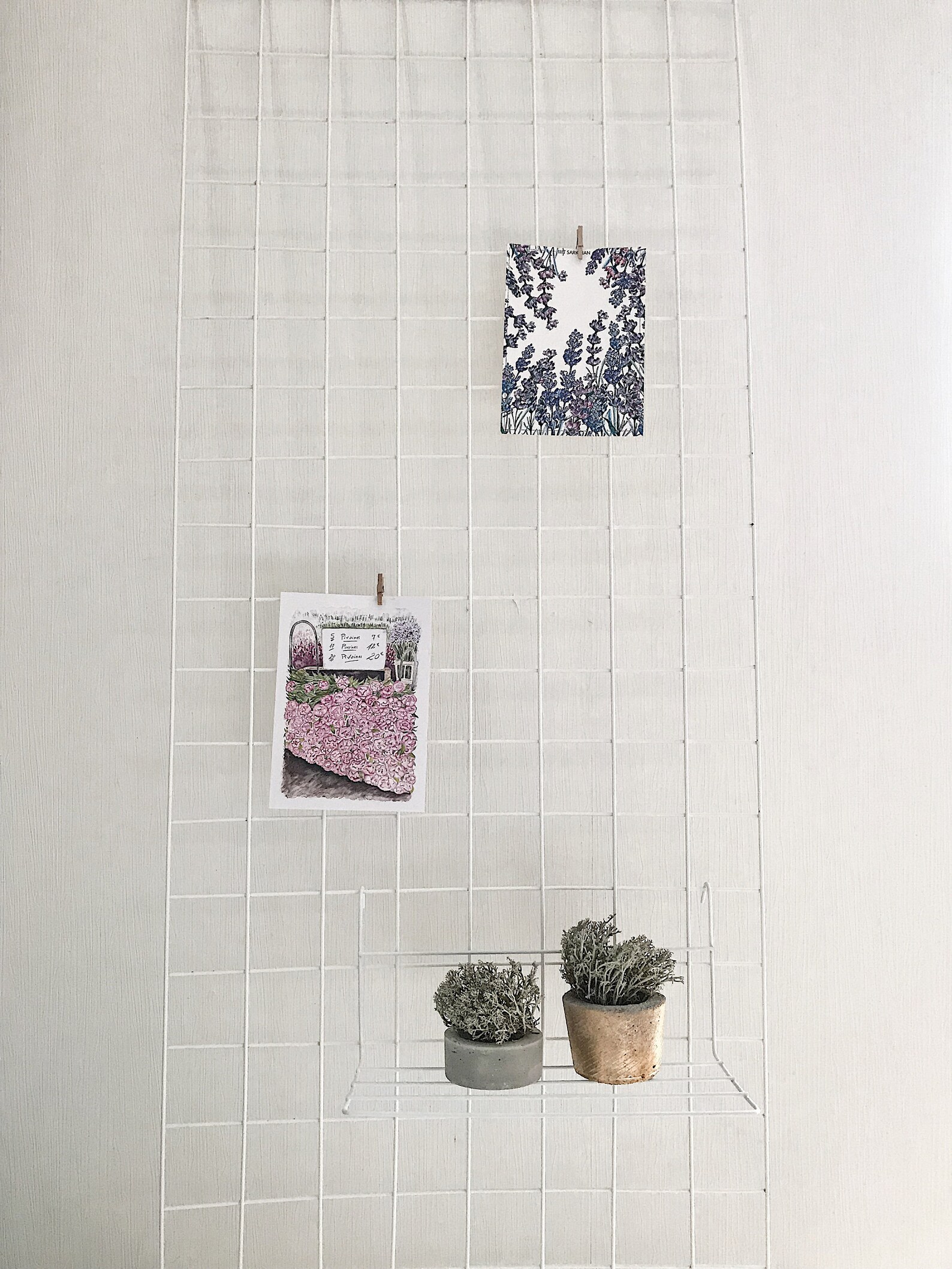 White Wire Wall Grid SHELF CLIPS Mood Board Photo - Etsy