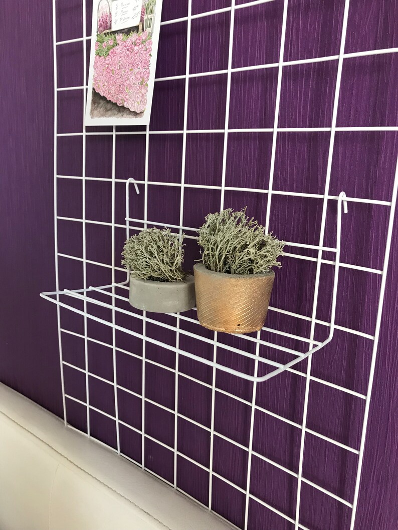 White Wire Wall Grid SHELF CLIPS Mood Board Photo | Etsy