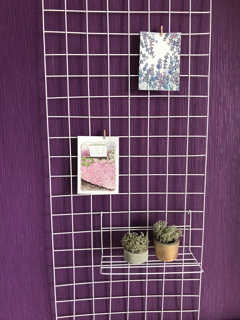 White Wire Wall Grid SHELF CLIPS Mood Board Photo - Etsy