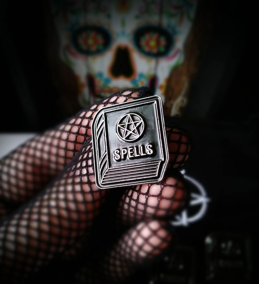 Spell Book Pin Spells Enamel Witch Pin Star Pin Black Enamel Witch ...