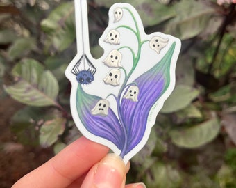 Enchanted Forest Floating Ghosts, Lily of the Valley, Glossy Sticker ...