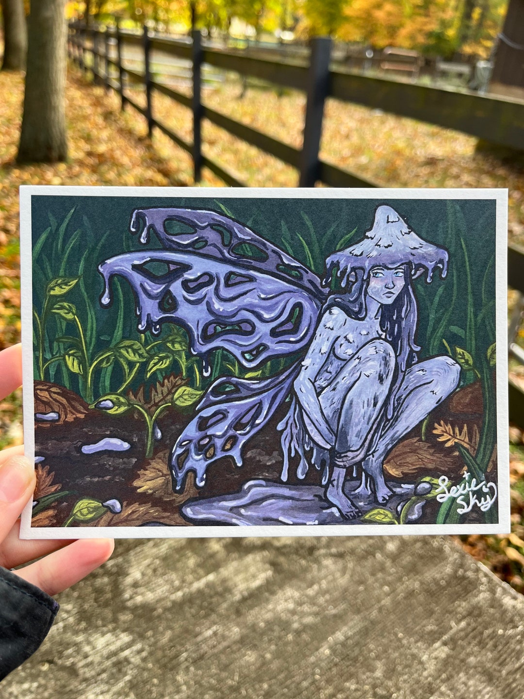 Inky Cap Mushroom Fairy 5x7 Print - Etsy