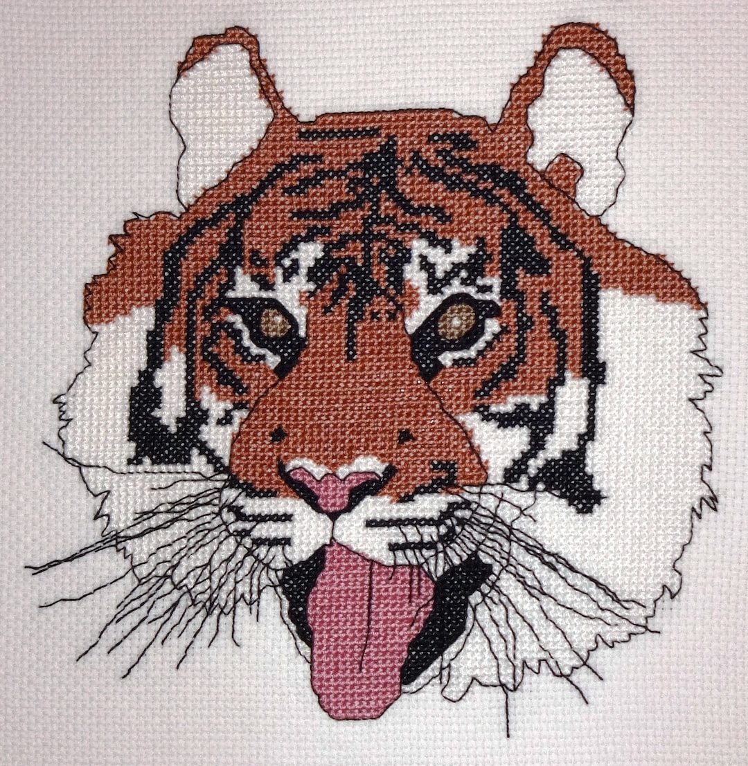 Tiger Face Modern Counted Cross Stitch Pdf Pattern Chart Instant ...