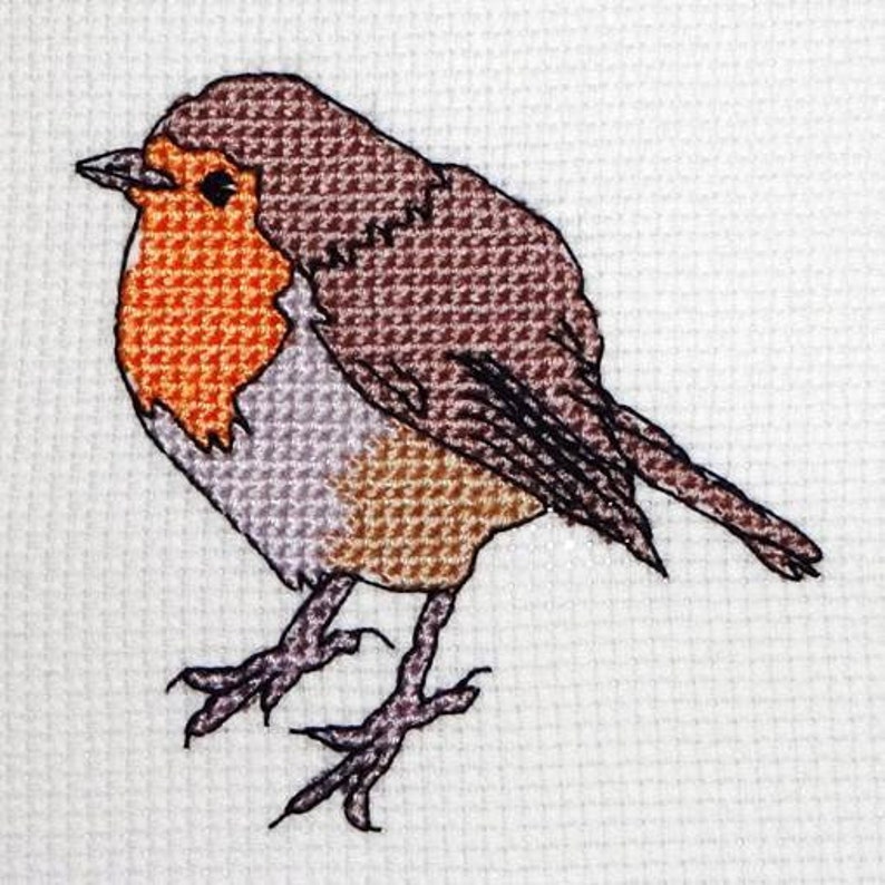 Christmas Robin Modern Counted Cross Stitch Card Pdf Pattern Chart ...