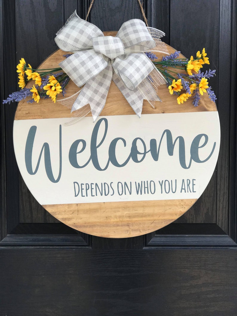 Front Door Sign Welcome Sign Spring Door Signs Wood Door | Etsy