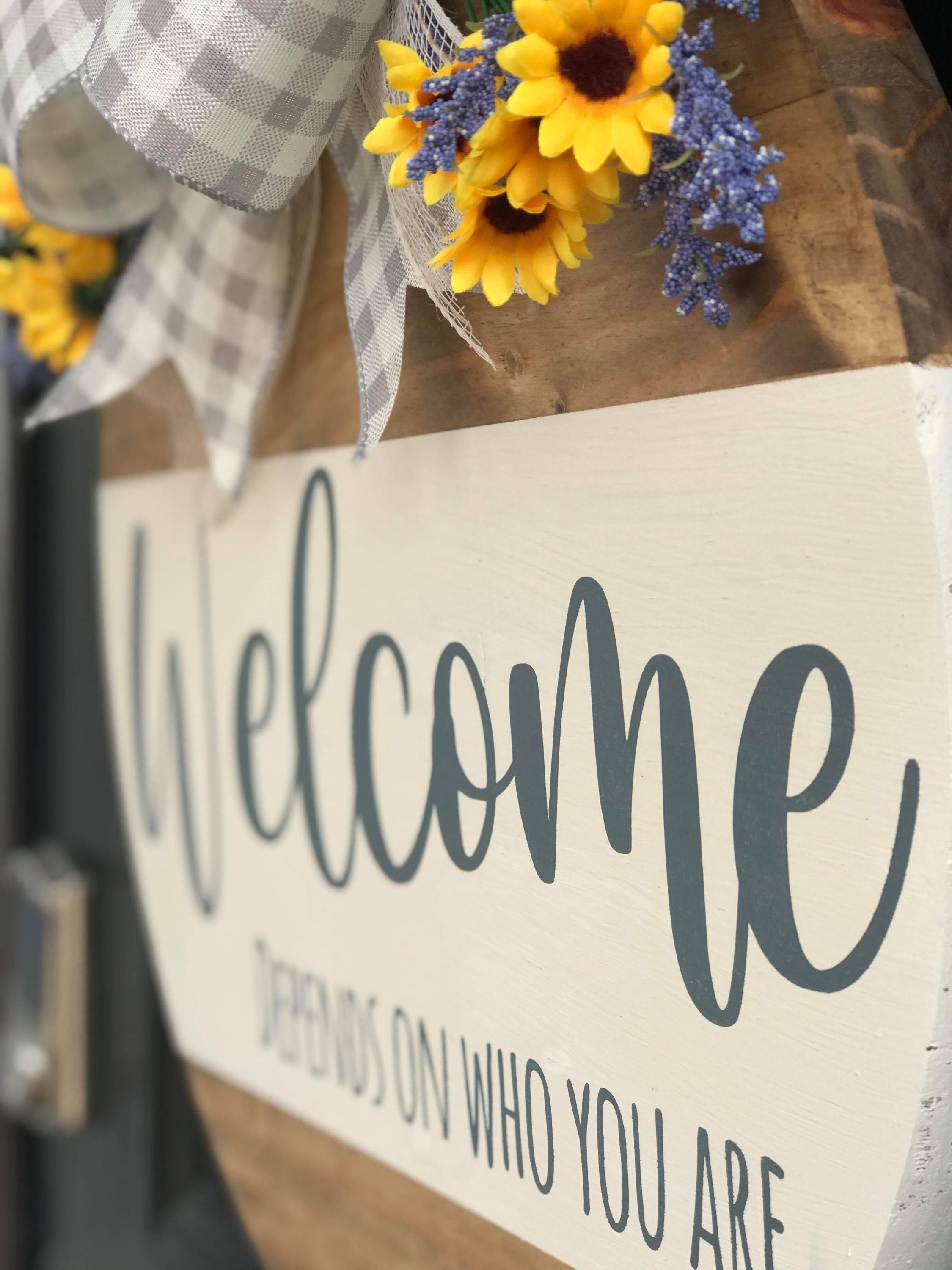 Front Door Sign Welcome Sign Spring Door Signs Wood Door Sign Welcome ...