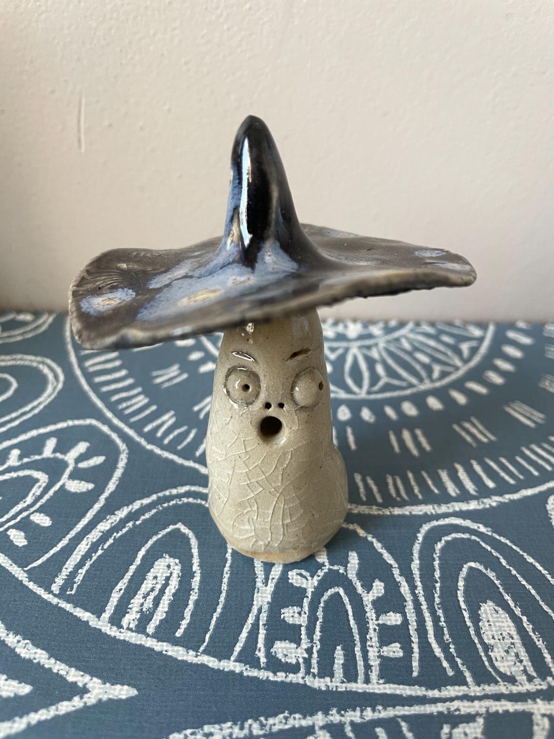 Handmade Quirky Mushroom Ornament – Shocked Expression – Stoneware Clay ...