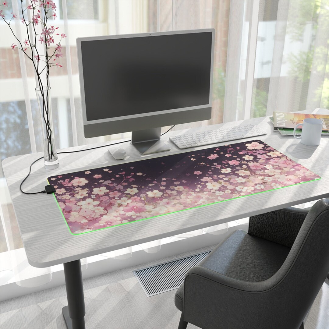 Cute Pink RGB Desk Mat, Desk Mat Japan, Pink Desk Mat, Cute Pink Mouse ...