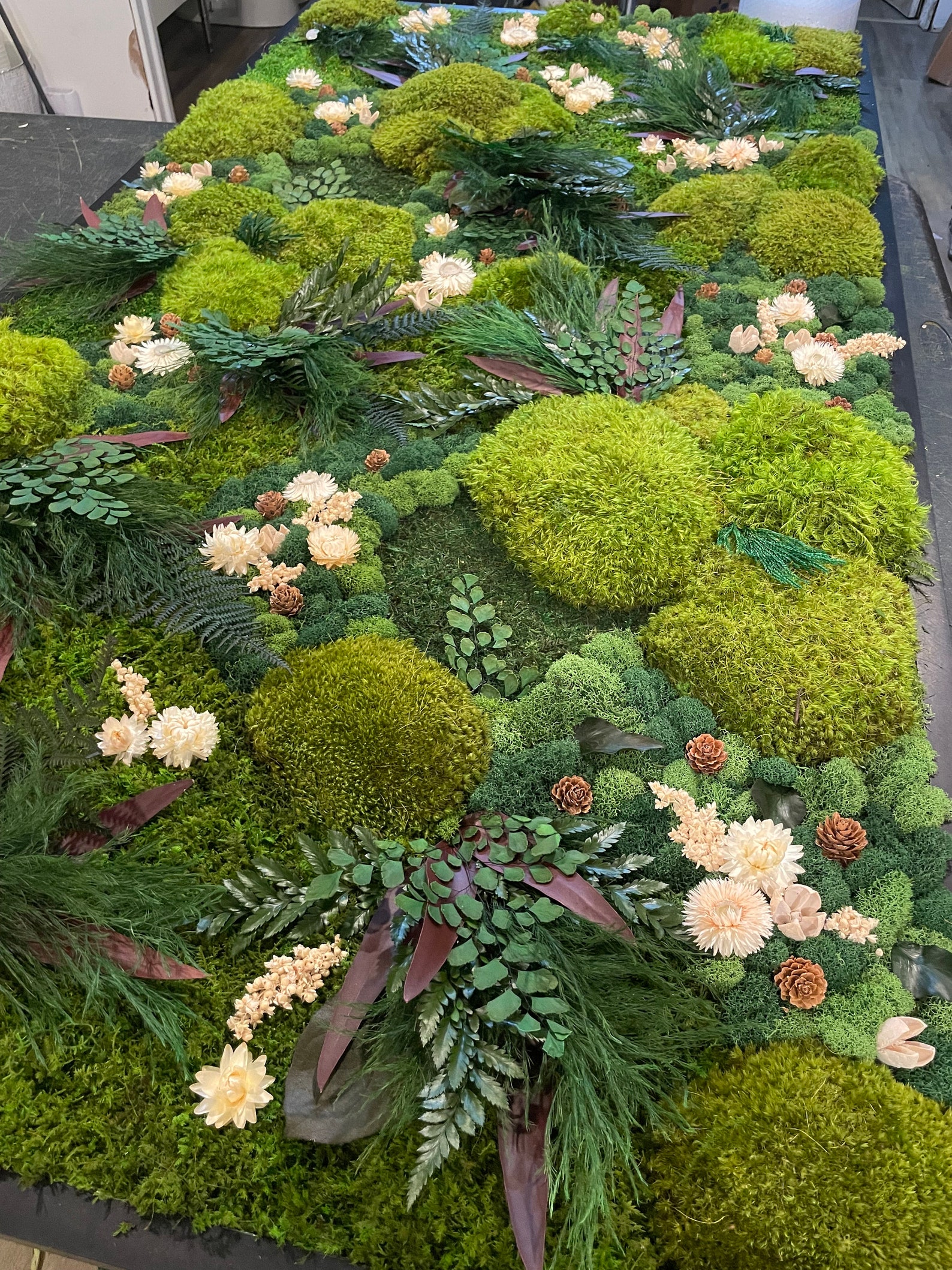 New, Moss Wall Art, Red Leaves, Flowers, Moss Art, Preserved Moss Art ...