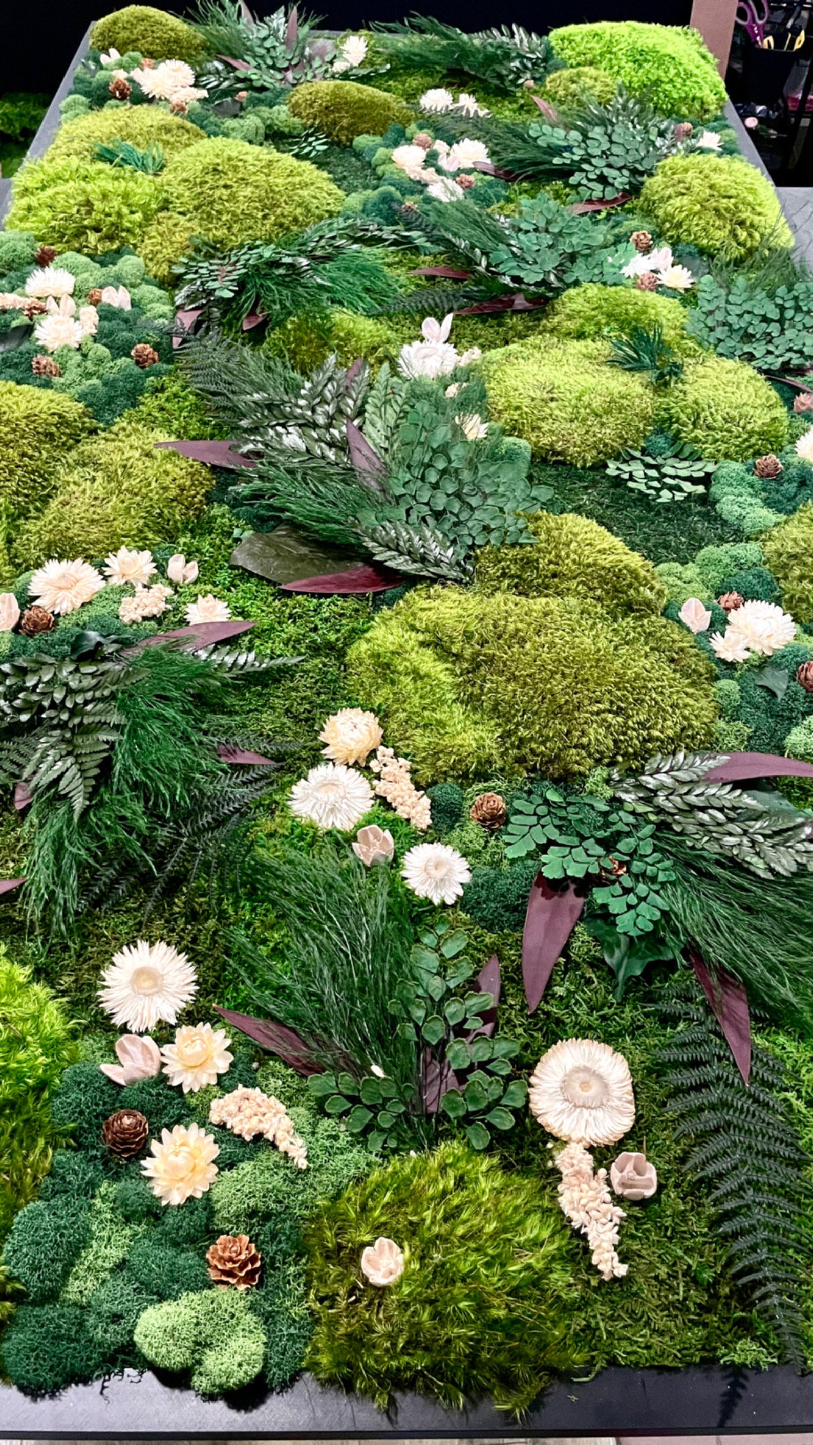 New, Moss Wall Art, Red Leaves, Flowers, Moss Art, Preserved Moss Art ...