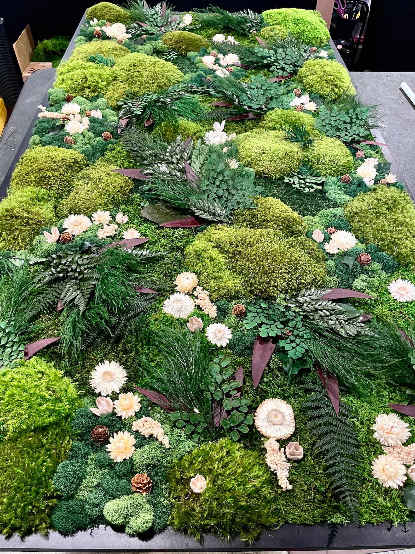 New, Moss Wall Art, Red Leaves, Flowers, Moss Art, Preserved Moss Art ...