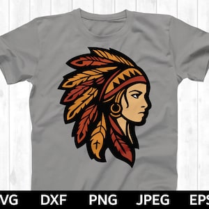 Native American Woman SVG, Indian Woman SVG, Native American Headdress ...