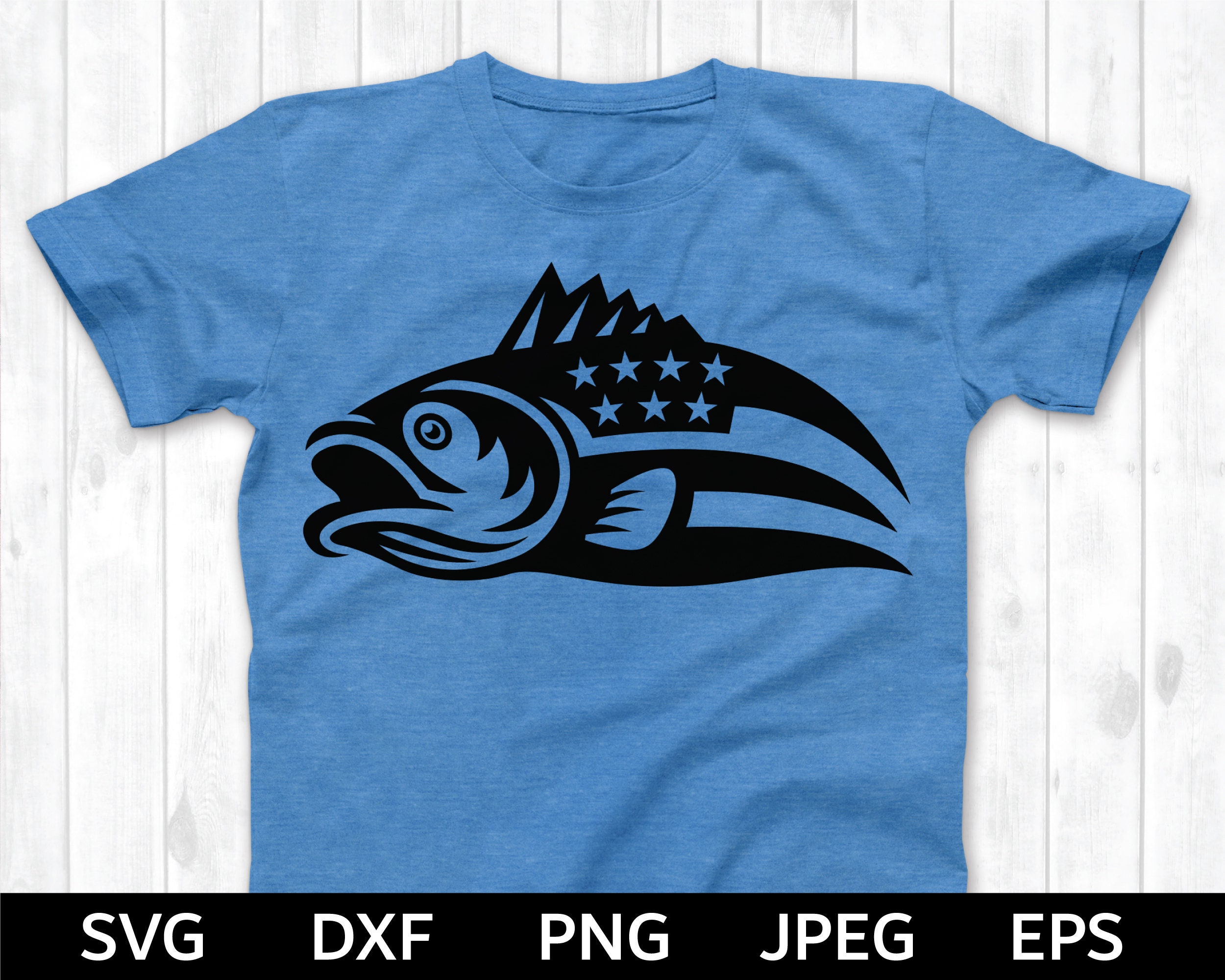 Fish Flag SVG Fishing SVG Fishing America Bass SVG - Etsy