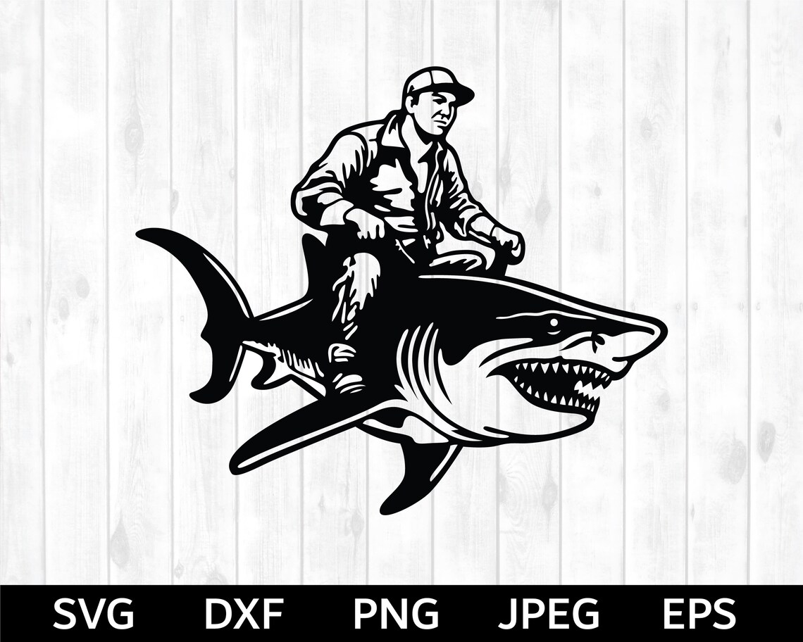 Man Riding Shark Svg, Shark Svg, Shark Silhouette & Cricut Cut File - Etsy