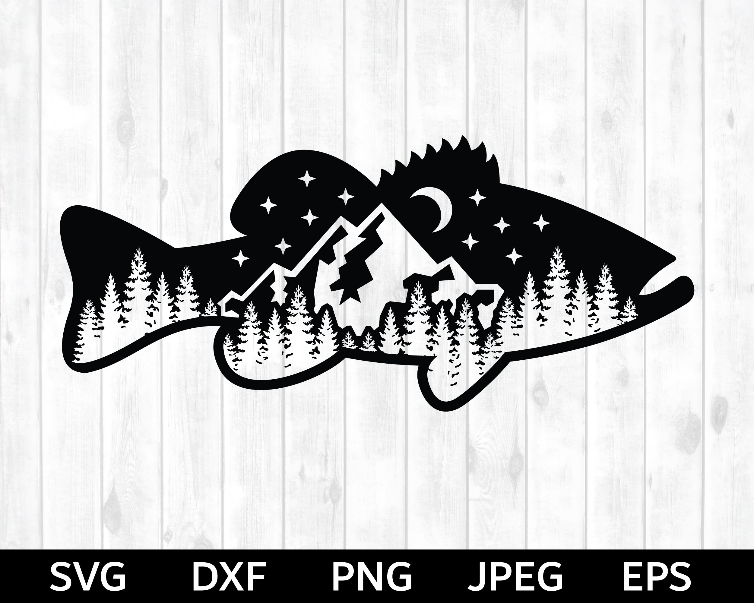 Fish and Trees SVG Bass SVG Fishing SVG Bass Fishing Fish - Etsy