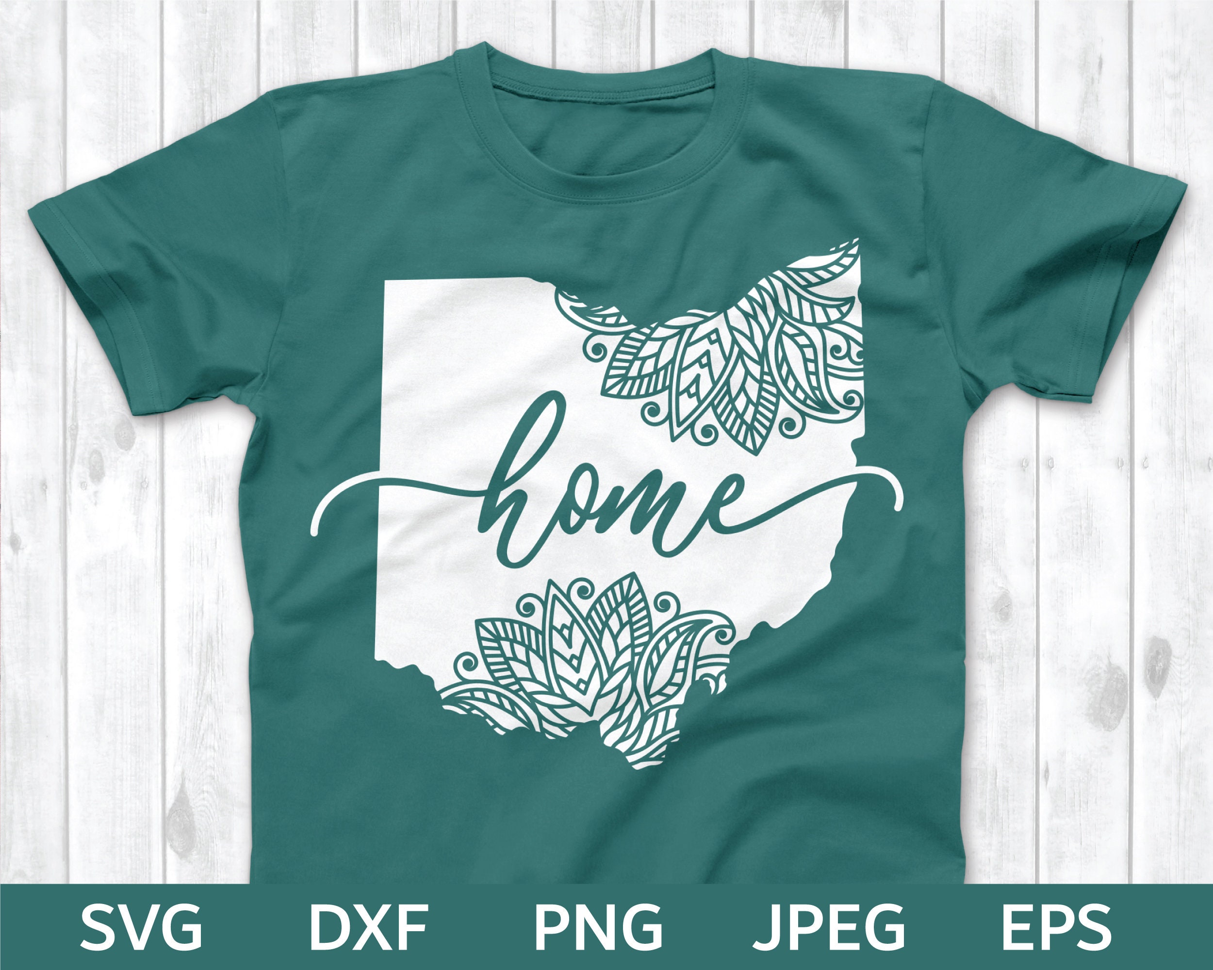 Ohio Mandala SVG, Ohio Home SVG, Ohio Mandala Silhouette & Cricut Cut ...