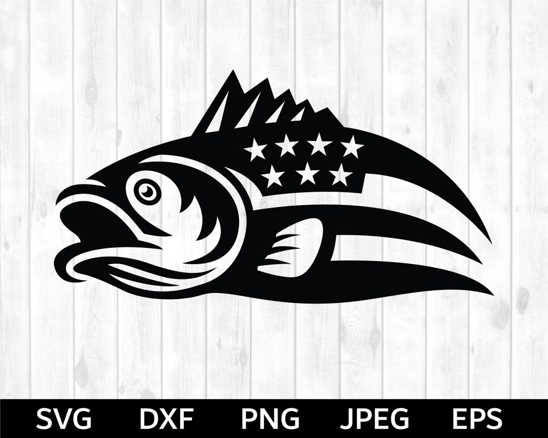 Fish Flag SVG, Fishing SVG, Fishing America, Bass SVG - Etsy