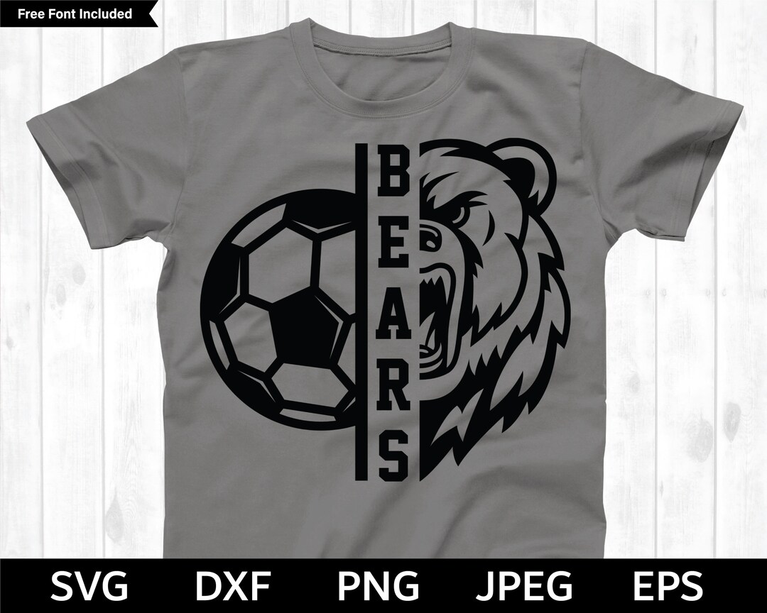 Bears Soccer SVG, Bears SVG, Soccer Cut File, Soccer Silhouette ...