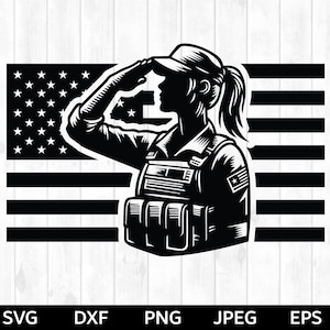 Woman Soldier Saluting Svg, Soldier Saluting SVG, Soldier Saluting ...