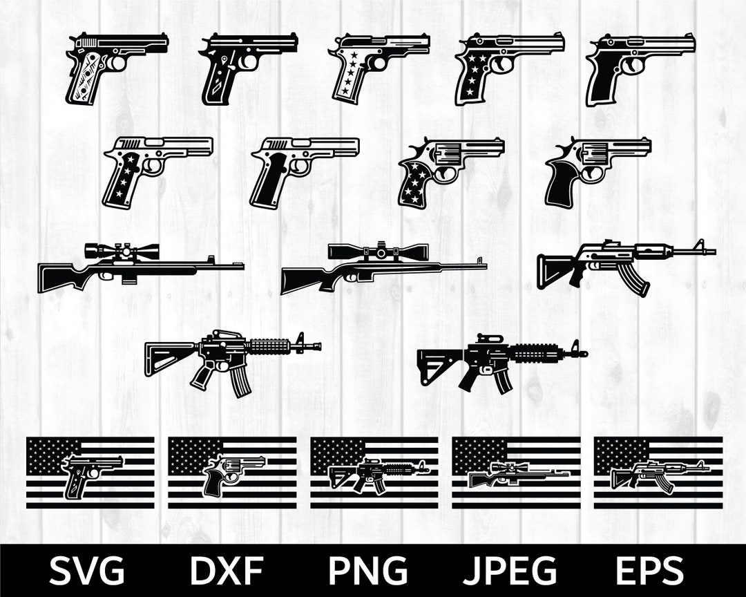 Gun SVG Bundle, Gun Cut File, Rifle Svg, Patriotic Svg, Svg Files for ...
