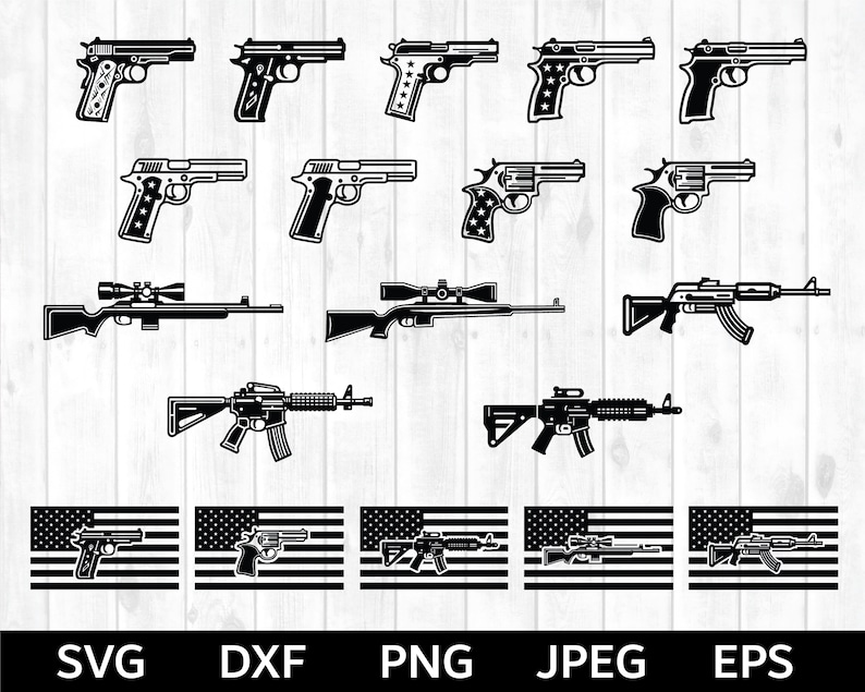 Gun SVG Bundle Gun Cut File Rifle Svg Patriotic Svg Svg - Etsy