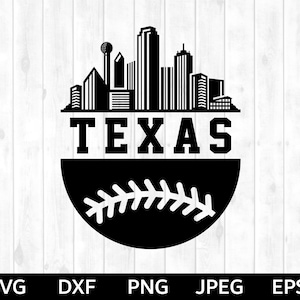 Texas Baseball Skyline SVG, Texas Baseball Png, Texas Baseball ...