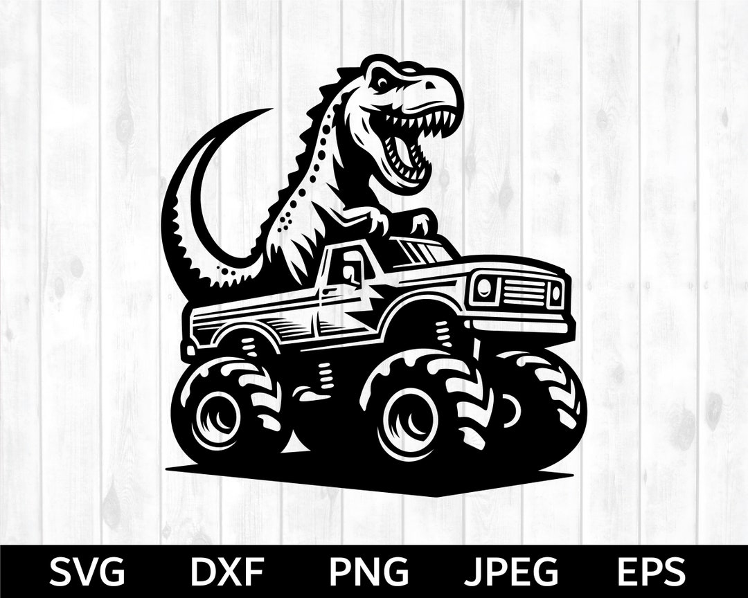 Dinosaur Riding Monster Truck SVG, Dinosaur Riding Monster Truck ...